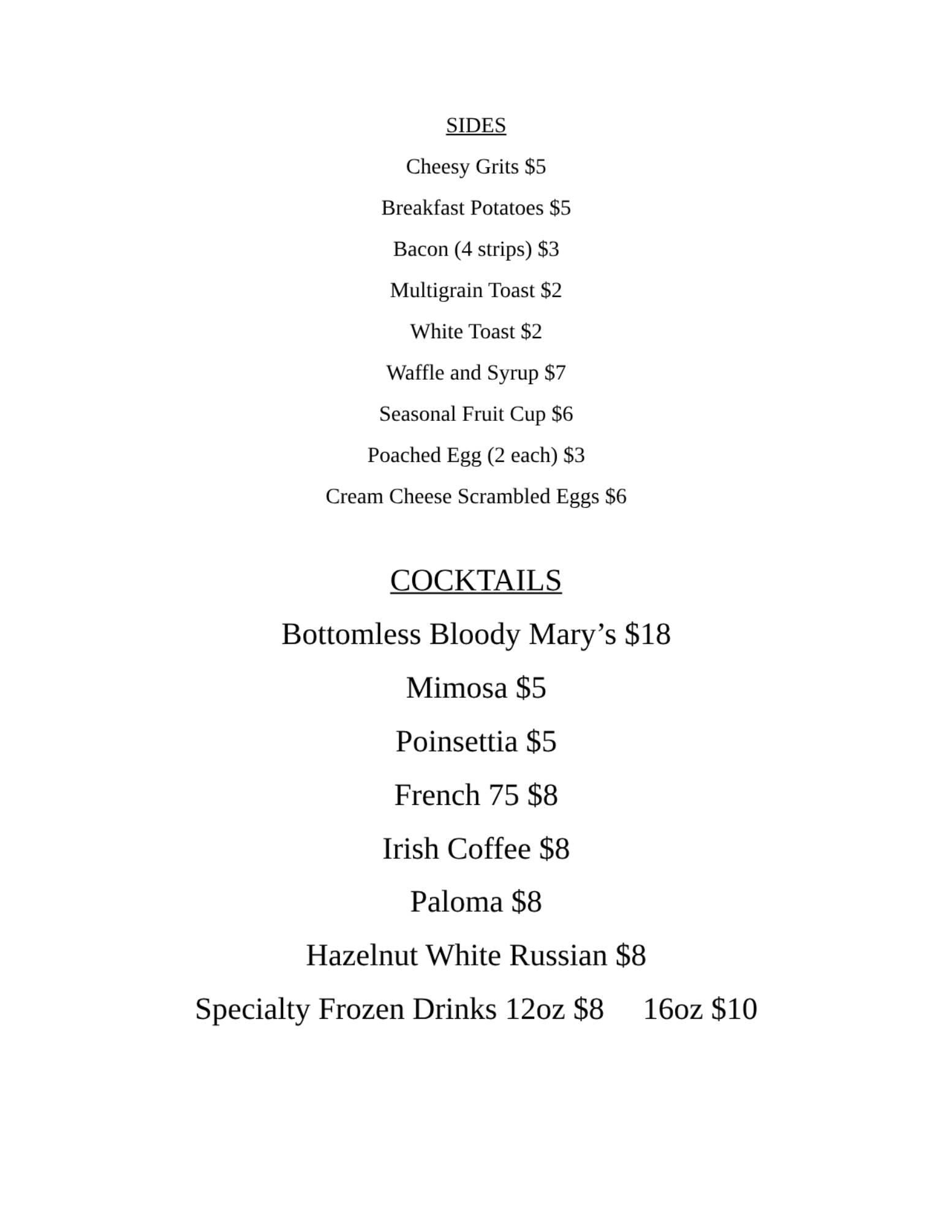 Menus | Parish Grill Restaurant Metairie